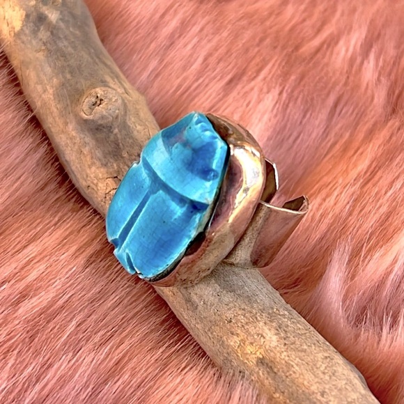 Vintage | Jewelry | Vintage Ceramic Tile Sterling Silver Gaudy Ring ...